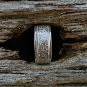 The Jace: Sterling Silver Band, Hand-engraved Western Ring, Western ...