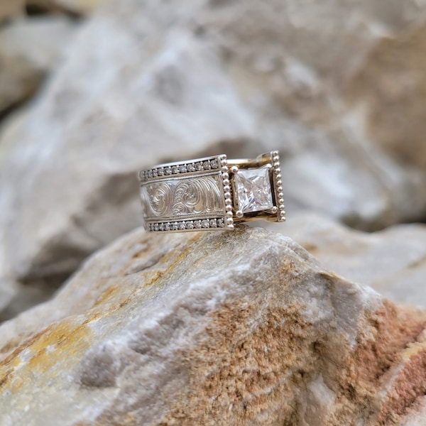 Square Wedding Ring - Etsy