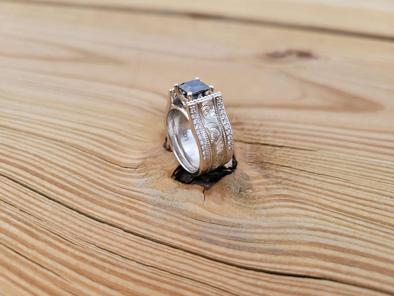 The Tangie: Black Moissanite Cathedral Style Ring, Unique Cowgirl Ring ...