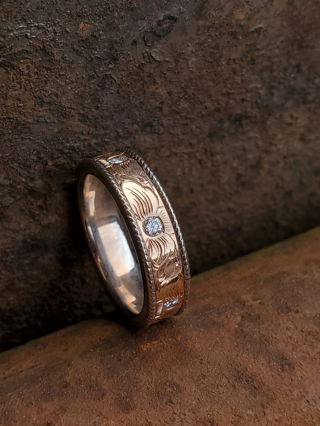 The Magnolia (sterling Silver Sides): 10K Rose Gold and Diamond Wedding ...