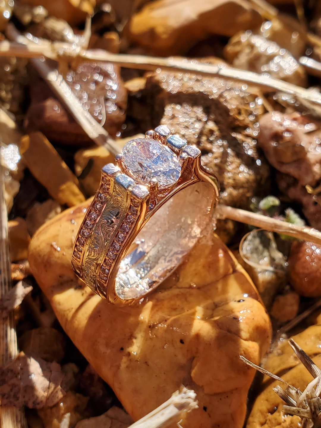 The Graciela: Two-tone 10K Rose and White Gold Engagement Ring, Western ...