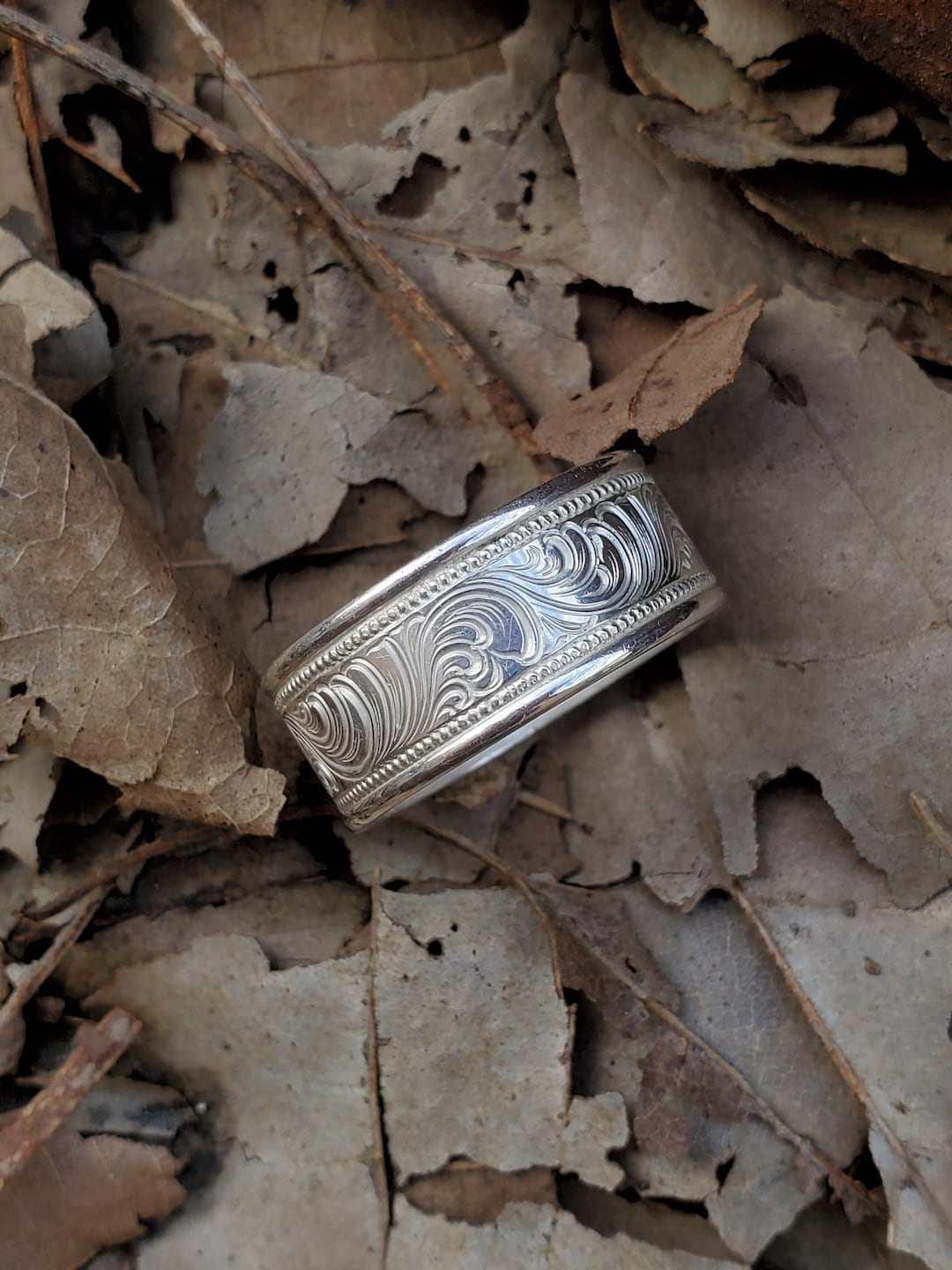 The Jace: Sterling Silver Band, Hand-engraved Western Ring, Western ...