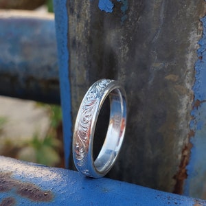 The Madi: 14K White Gold Western Wedding Band, Cowgirl Wedding Ring ...