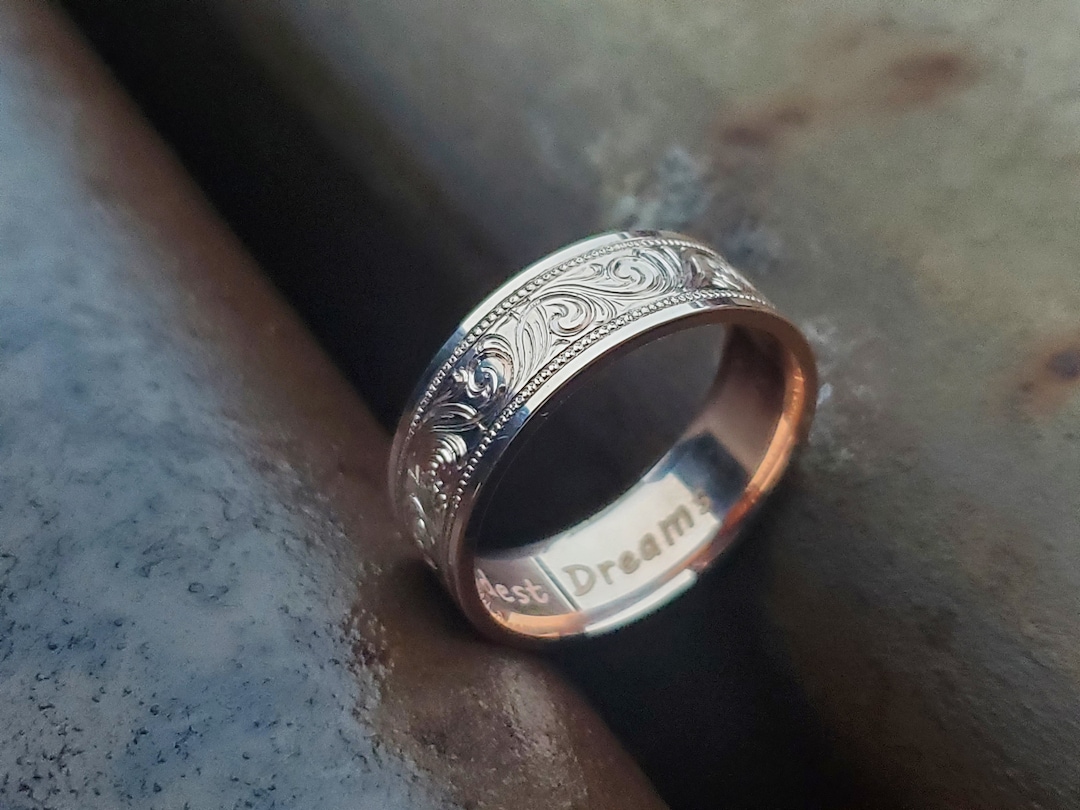 The Sawyer: Men's Western Wedding Band, Hand-engraved Cowboy Wedding ...