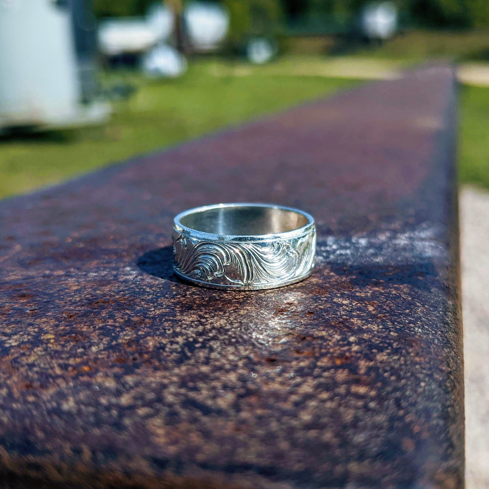 Sterling Silver Engraved Western Band Ring Design RNG00048 by Loreena ...