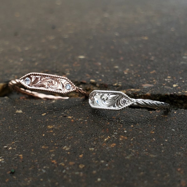 Rose Gold Tooled Wedding Band - Etsy