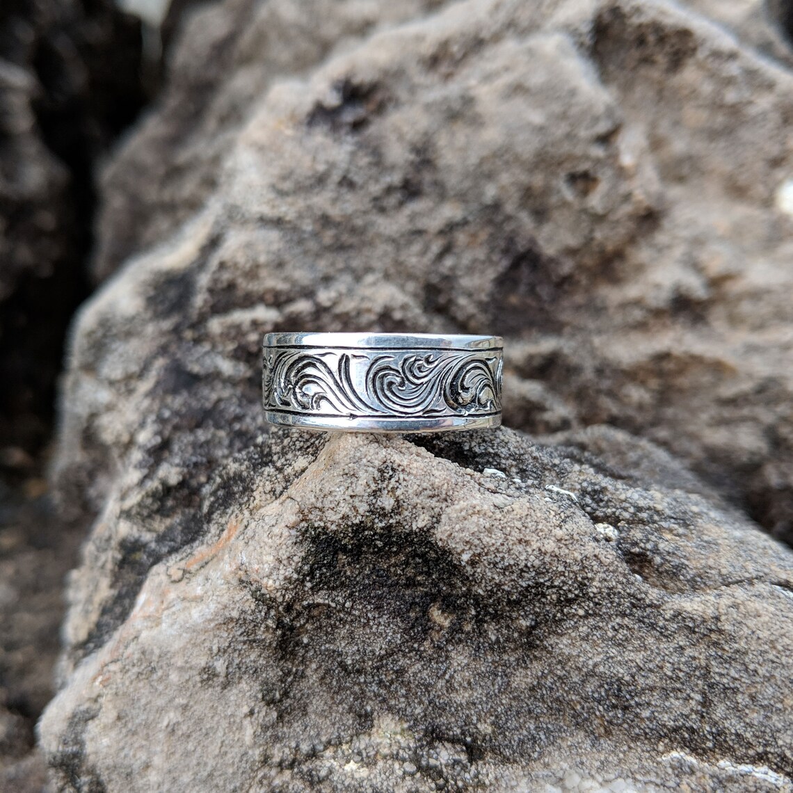 Sterling Silver Engraved Western Band Ring Design RNG00044 by | Etsy
