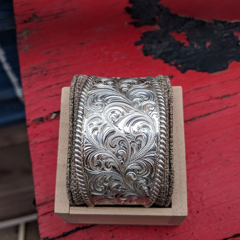 Sterling Silver Engraved Cuff Bracelet Western Design - Etsy