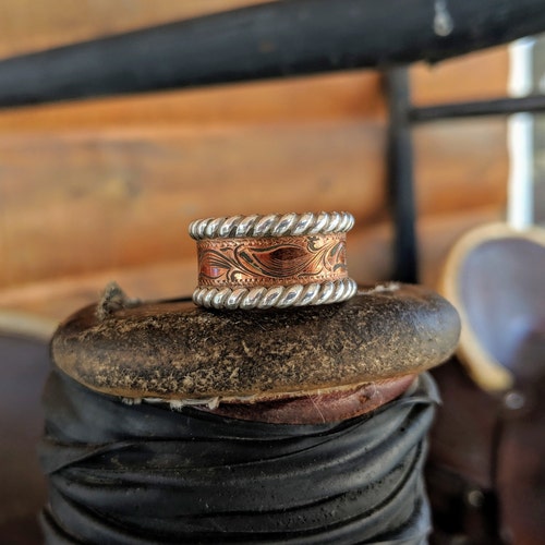 Sterling Silver Cowgirl Cowboy Western Wedding Ring Wide Ring | Etsy