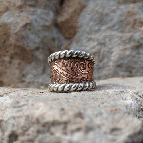 Sterling Silver Engraved Western Band Ring Design RNG00044 by - Etsy
