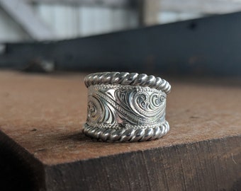 Hand Engraved Engagement Ring Sterling Silver Western Wedding - Etsy