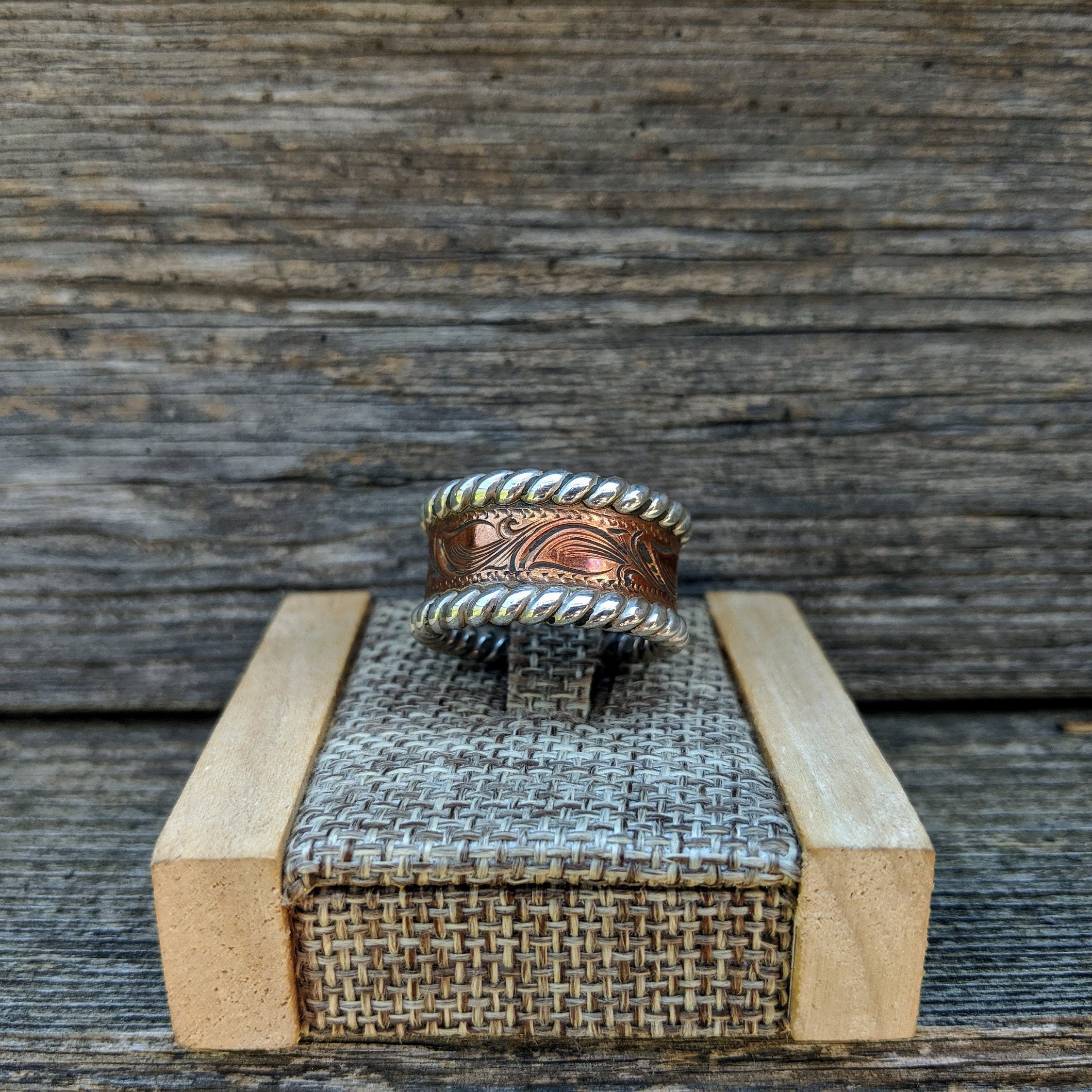 Copper Engraved Western Ring Design RNG00040 by Loreena Rose | Etsy
