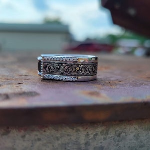 The Tangie: Black Moissanite Cathedral Style Ring, Unique Cowgirl Ring ...