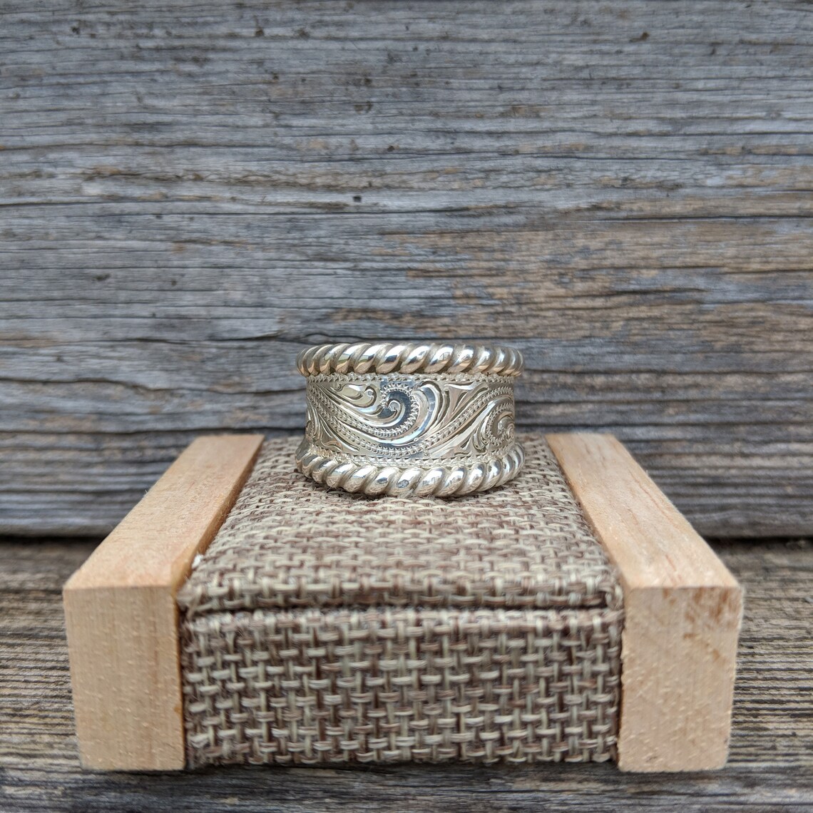 Sterling Silver Engraved Western Ring Tapered Style Gift for - Etsy