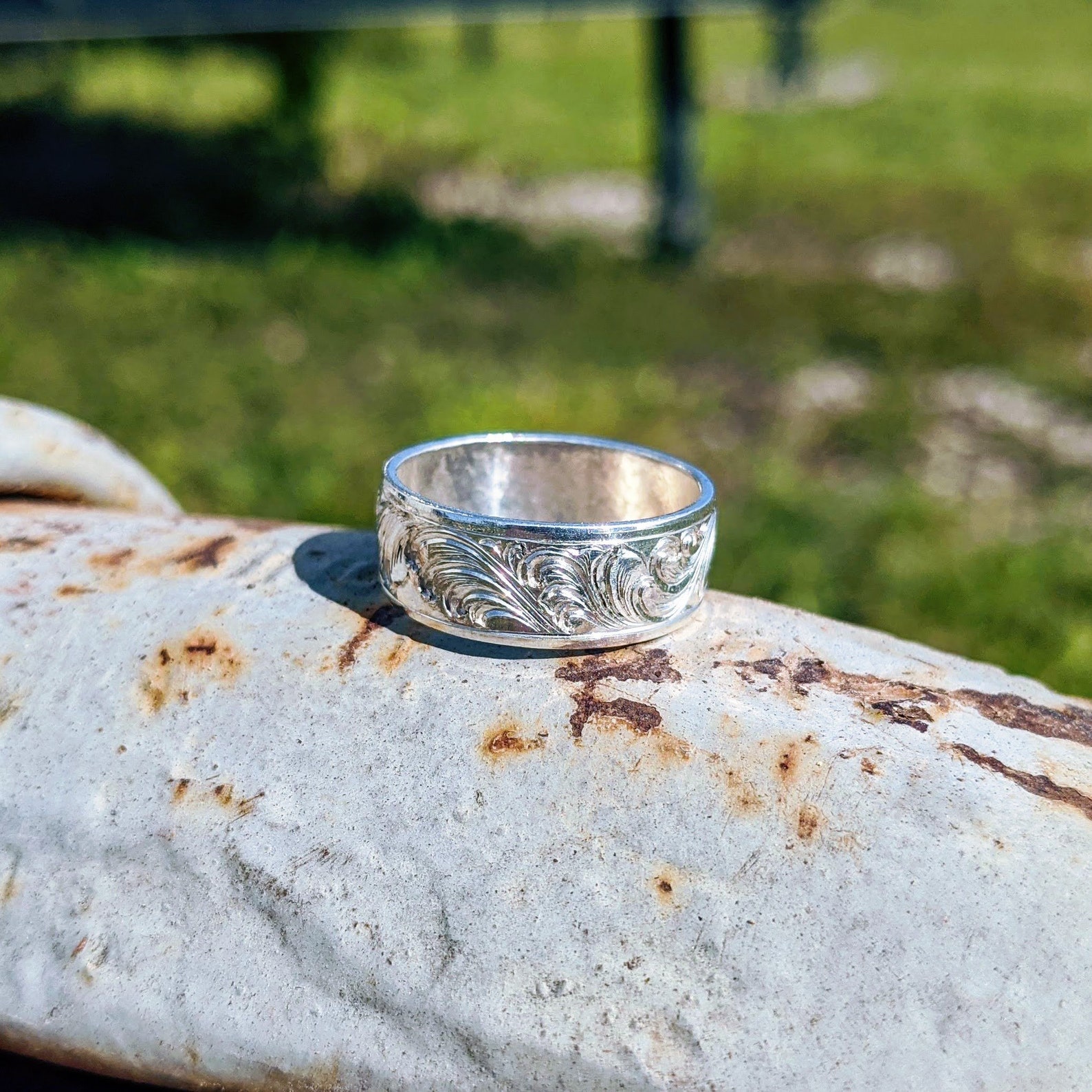 Sterling Silver Engraved Western Band Ring Design RNG00048 by - Etsy
