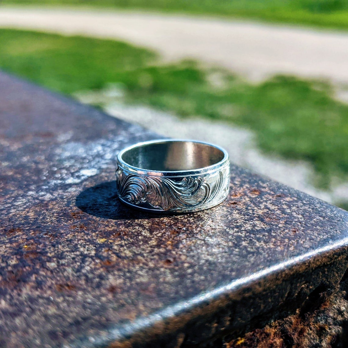 Sterling Silver Engraved Western Band Ring Design RNG00048 by - Etsy