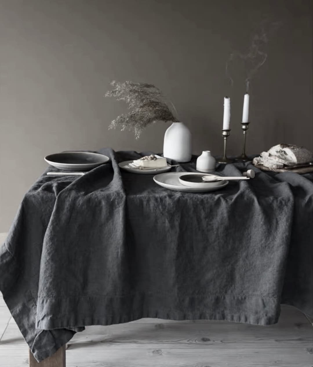 Linen Tablecloths in Dark Gray 100% Natural Stonewashed Linen ...
