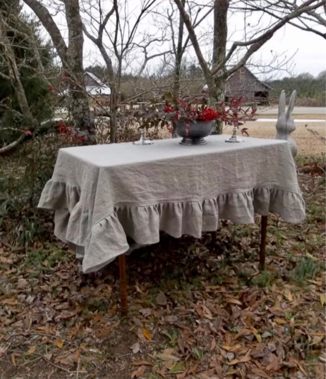 Ruffled Linen Tablecloths,100% Natural Stonewashed Linen Tablecloths ...