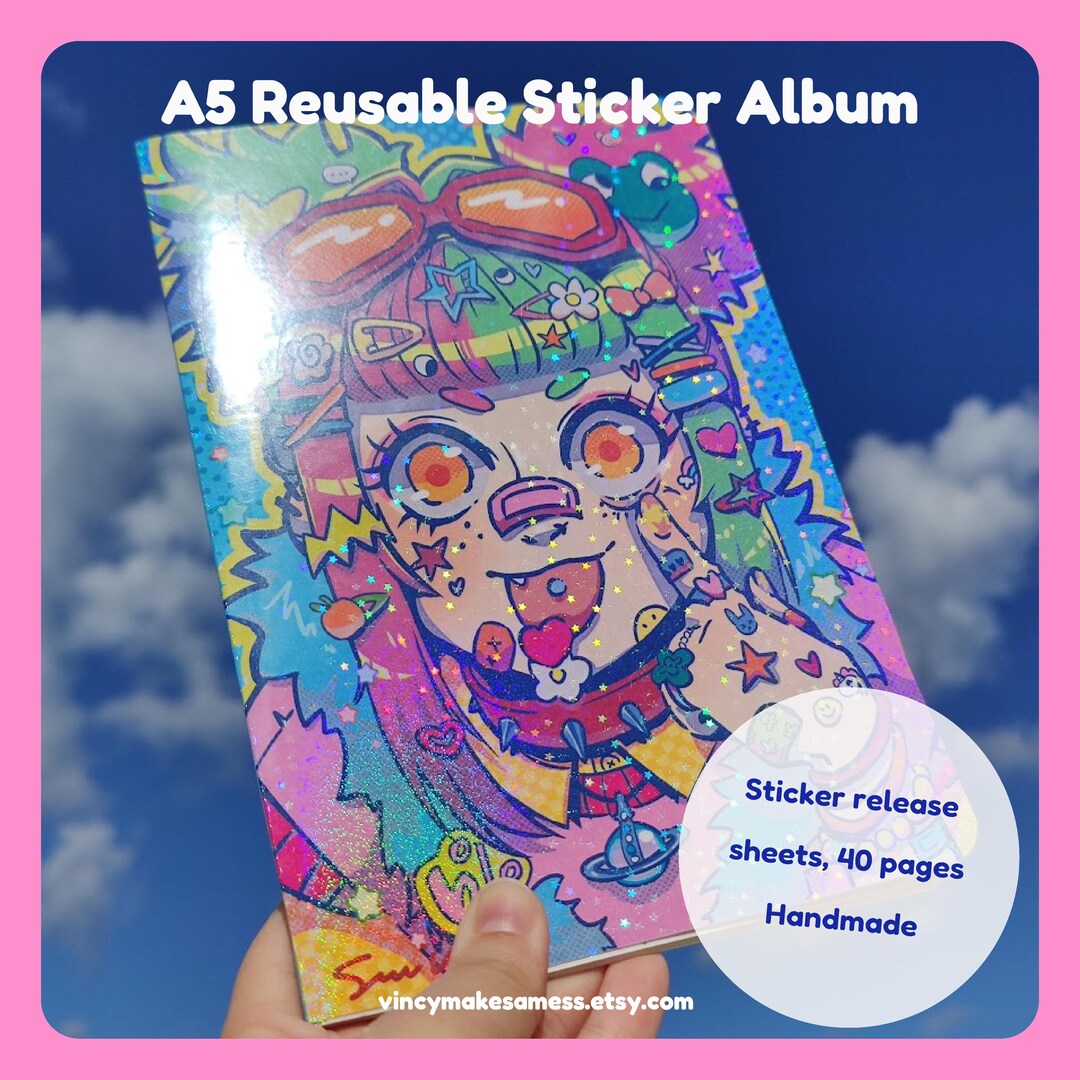 A5 Reusable Sticker Book With Sticker Release Sheets, 40 Pages ...