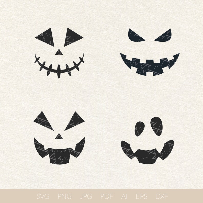 Pumpkin Faces SVG Halloween Clipart Digital Download Cricut Silhouette ...