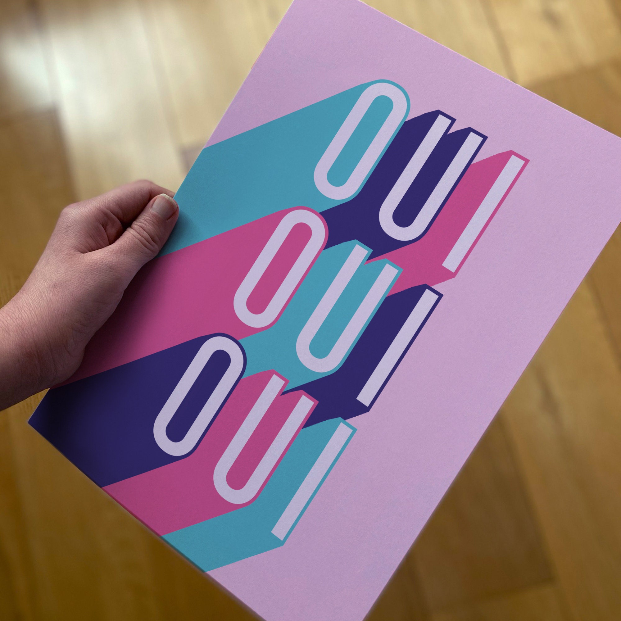 Oui Oui Oui | Wall Art Quotes | Unframed | A4 | A3 | Bright Prints ...