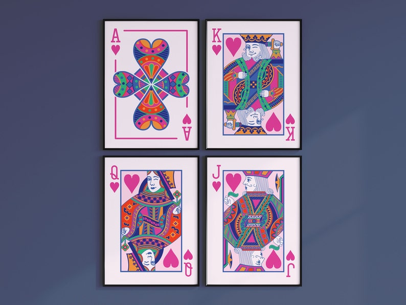 King of Hearts Playing Card Print Unframed A6 A5 A4 A3 - Etsy