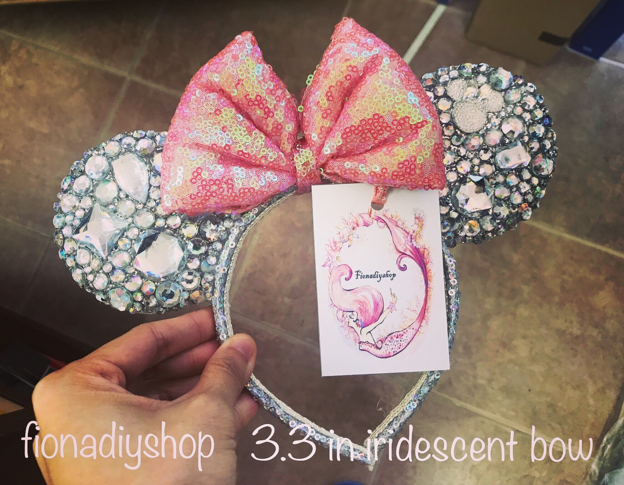 Rhinestone Silver Mickey Ears, Minnie Ears, Sequins Mickey Mouse Ears ...