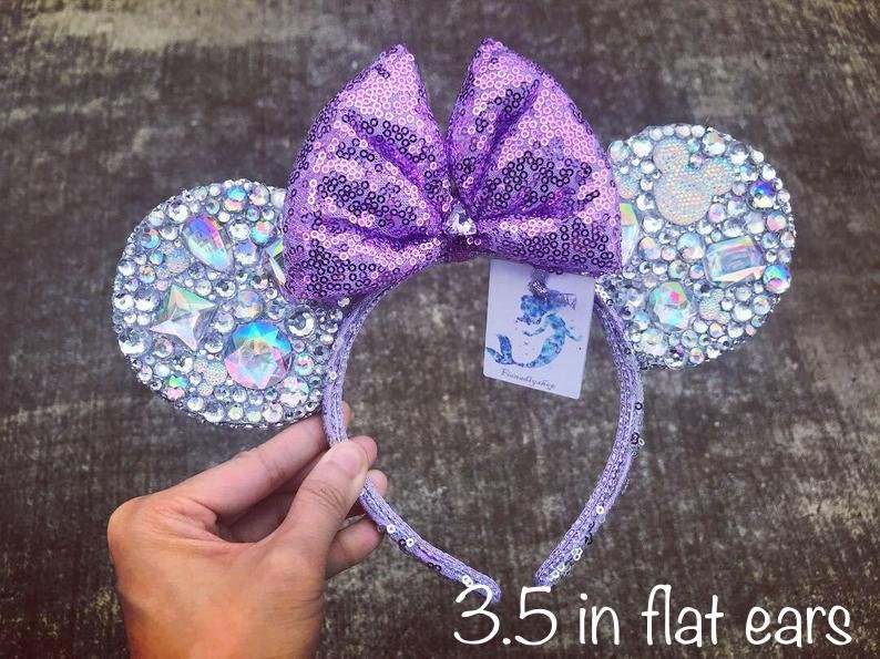 Rhinestone Silver Mickey Ears, Minnie Ears, Sequins Mickey Mouse Ears ...
