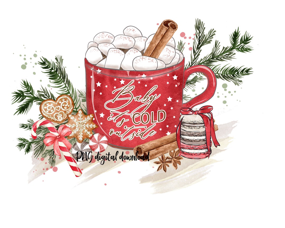 Red Christmas Hot Cocoa Mug PNG Christmas Sublimation - Etsy