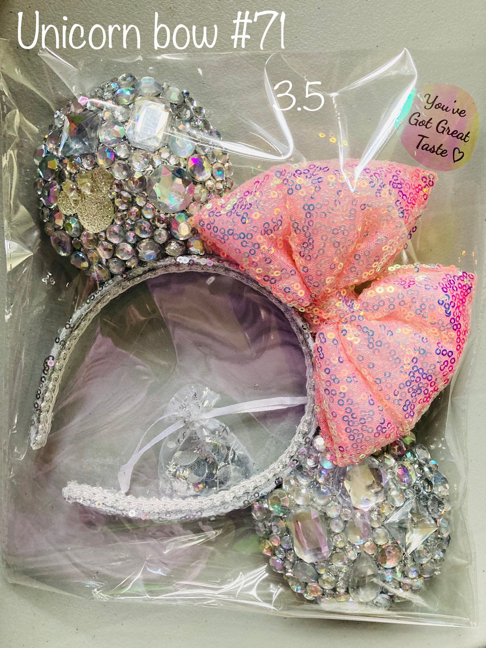 Rhinestone Silver Mickey Ears, Minnie Ears, Sequins Mickey Mouse Ears ...