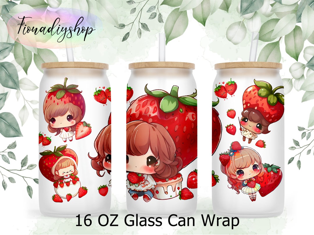 Kawaii Tumbler, 16oz Glass Can Wrap, 16oz Can Glass Sublimation Png ...
