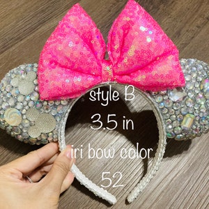 Rhinestone Silver Mickey Ears, Minnie Ears, Sequins Mickey Mouse Ears ...