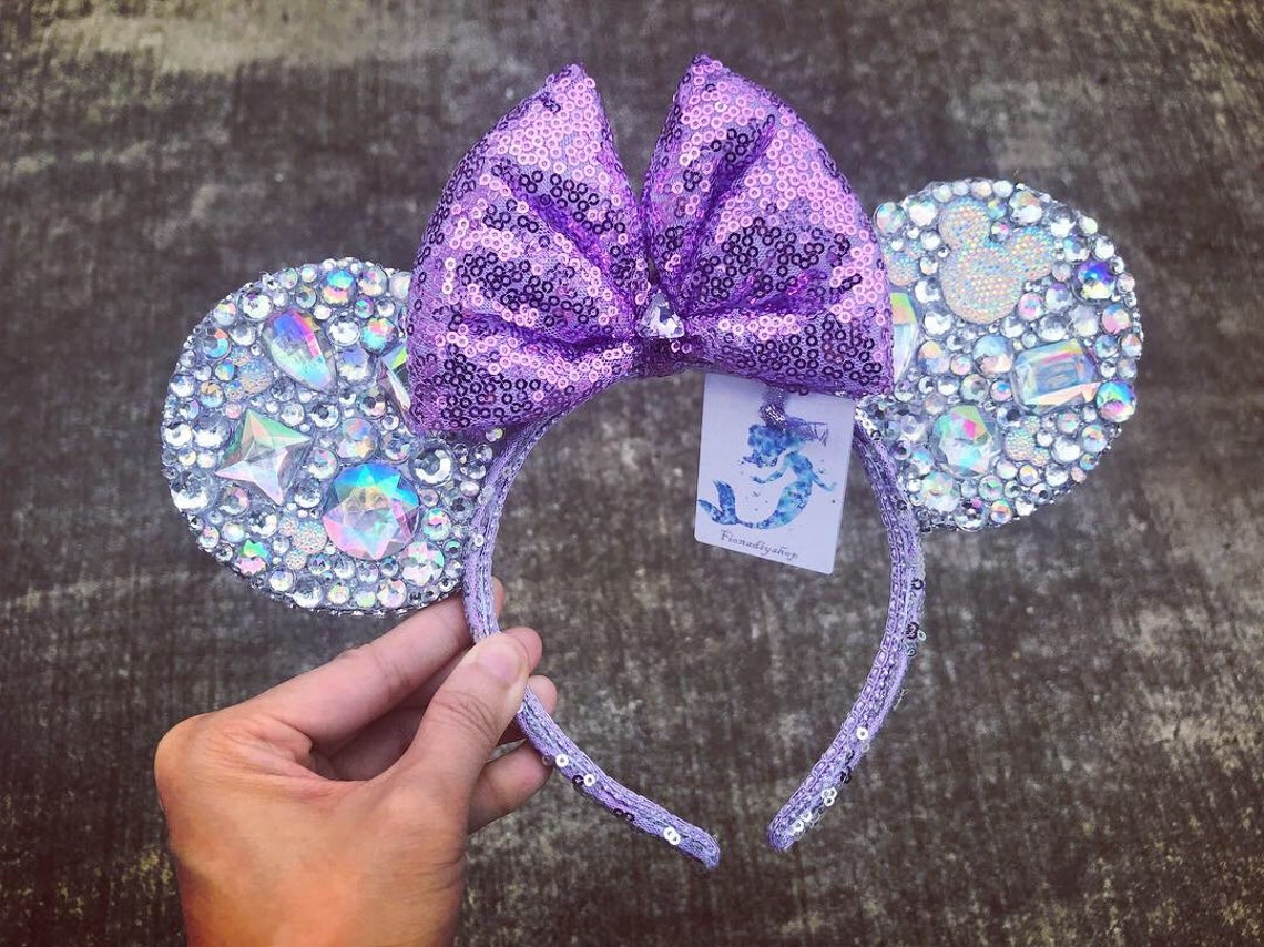 Rhinestone Silver Mickey Ears, Minnie Ears, Sequins Mickey Mouse Ears ...