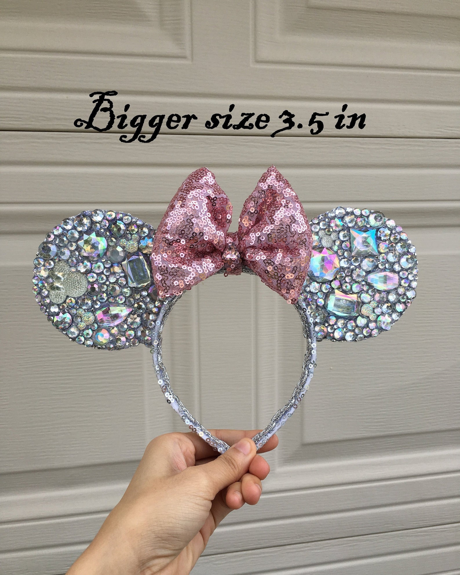 Rhinestone Silver Mickey Ears, Minnie Ears, Sequins Mickey Mouse Ears ...