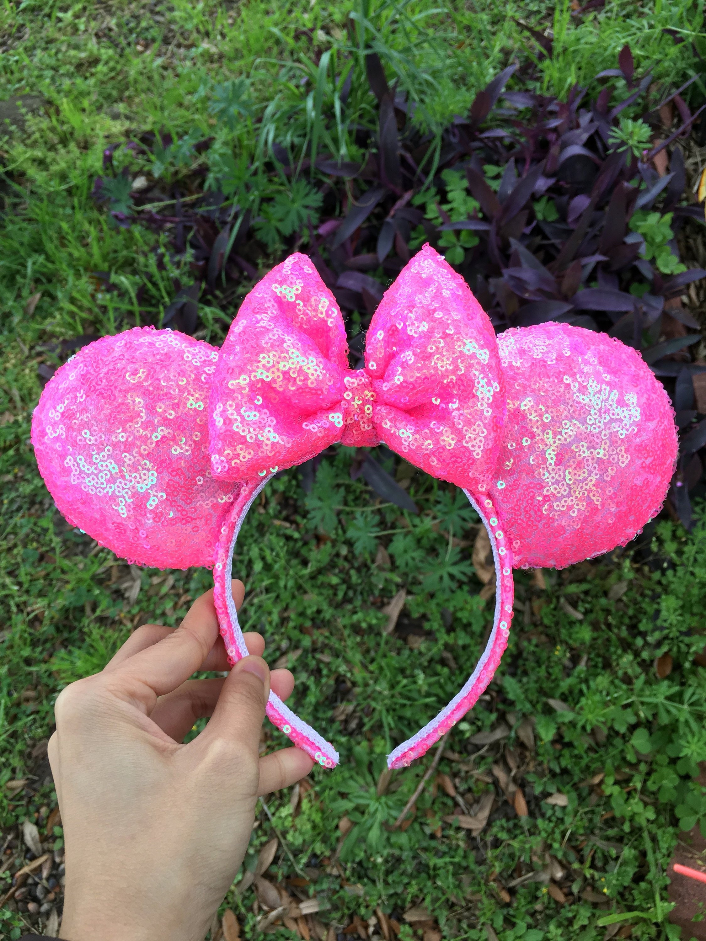 Iridescent pink mickey ears blue iridescent Sequin mickey ears - Etsy.de