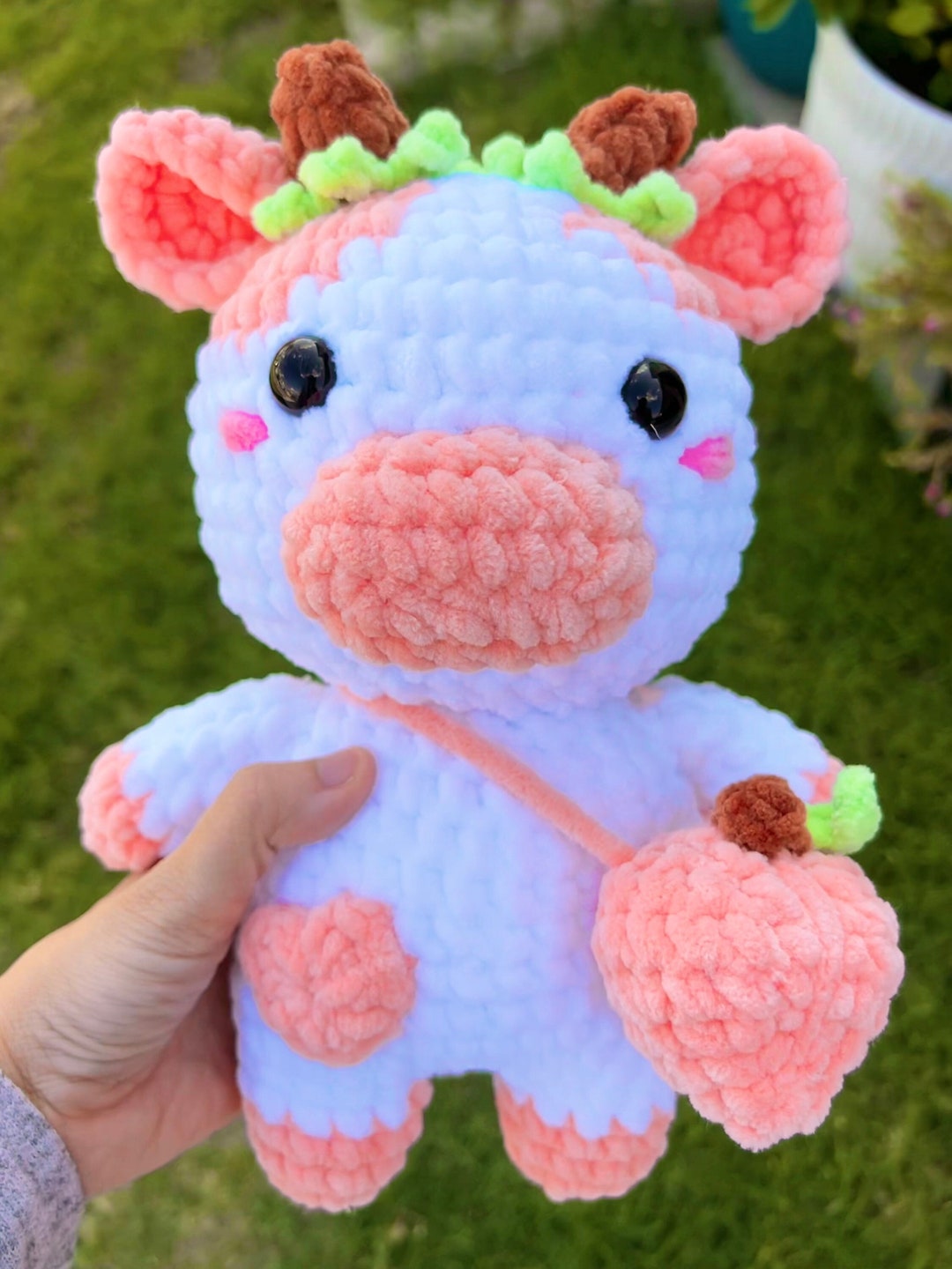 Strawberry Cow, Peach Cow, Blueberry Cow, Icecream Cow Crochet Plushie ...