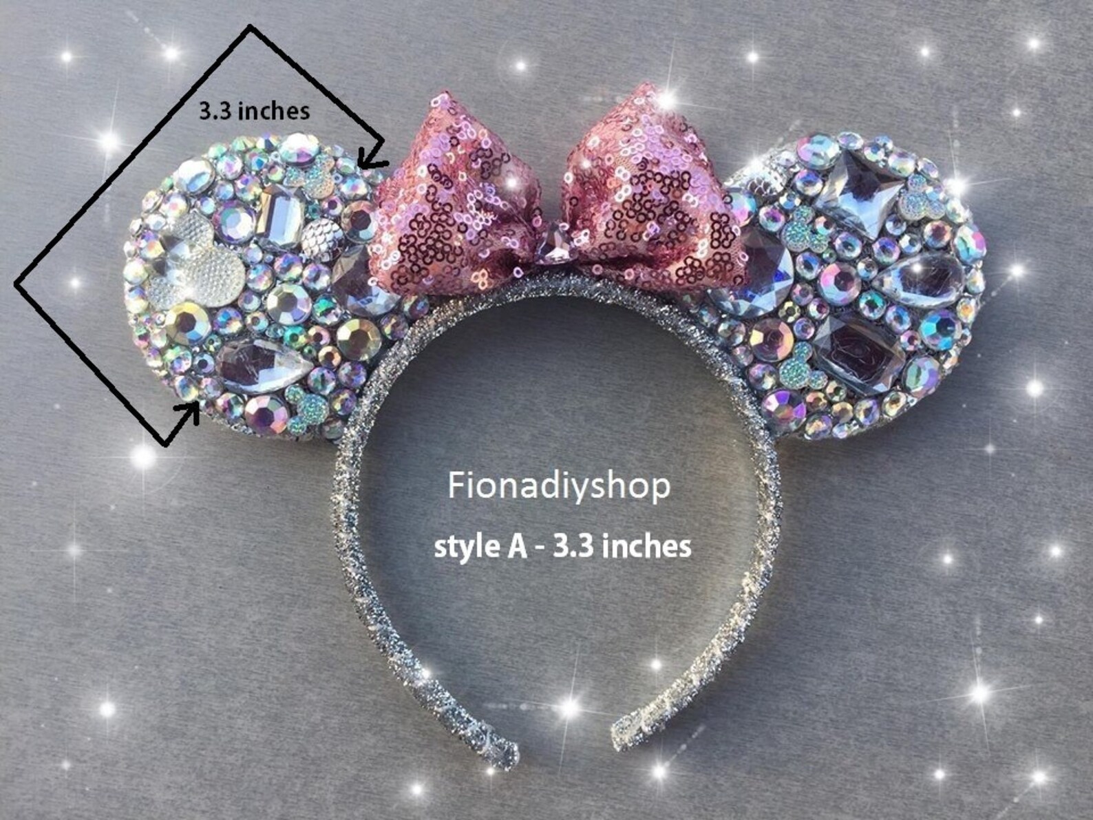 Rhinestone Silver Mickey Ears, Minnie Ears, Sequins Mickey Mouse Ears ...