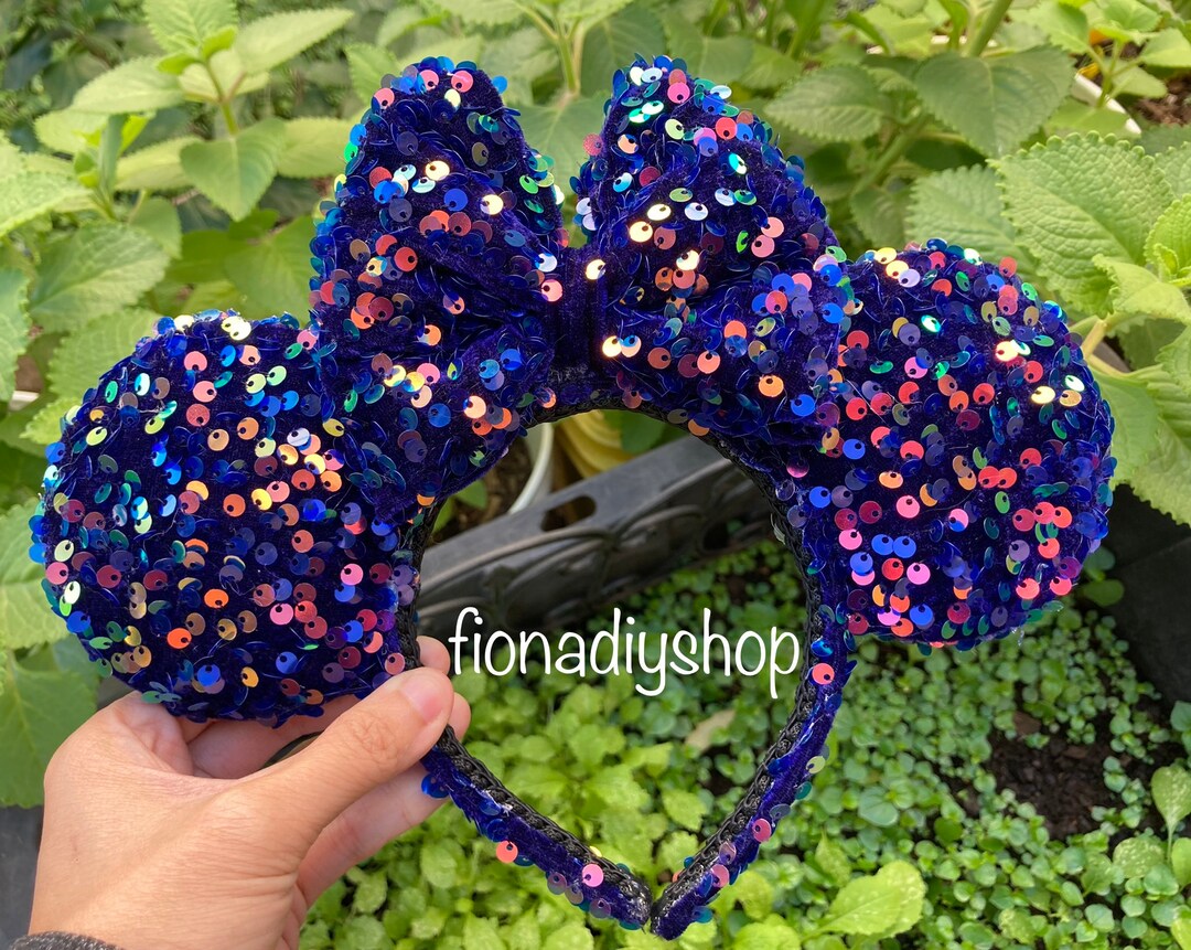 NEW Royal Blue Sequin Velvet Ears Pixie Ears Mickey Ears Sequin Ears ...