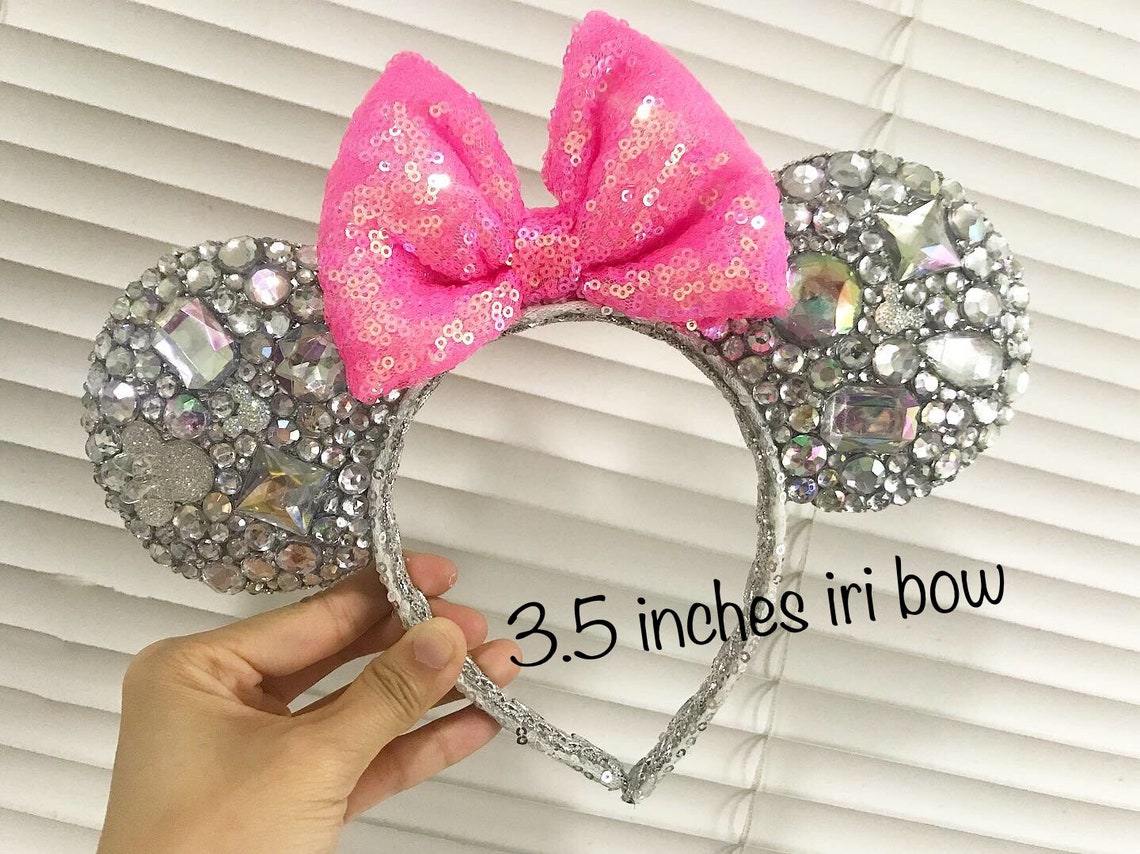 Rhinestone Silver Mickey Ears, Minnie Ears, Sequins Mickey Mouse Ears ...