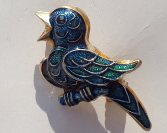Blue bird brooch | Etsy