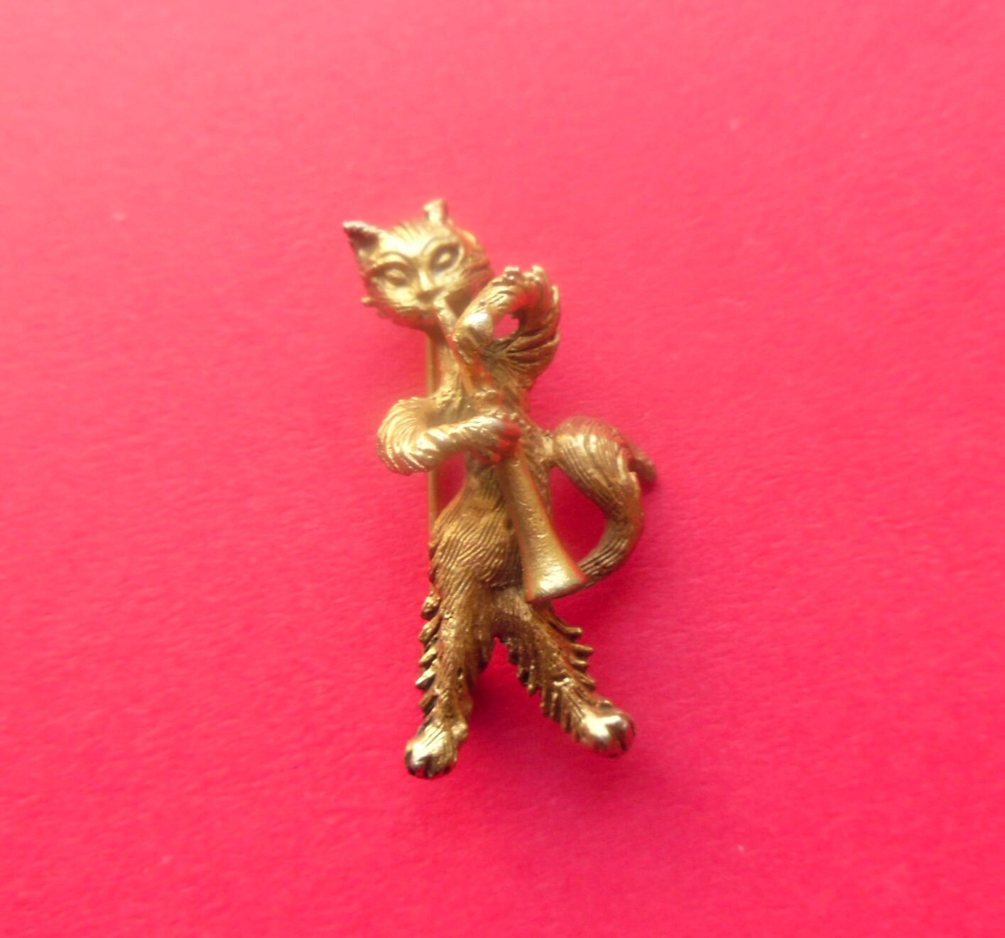 Awesome Vintage Signed De Nicola Cat Kitty Playing Clarinet Figural ...