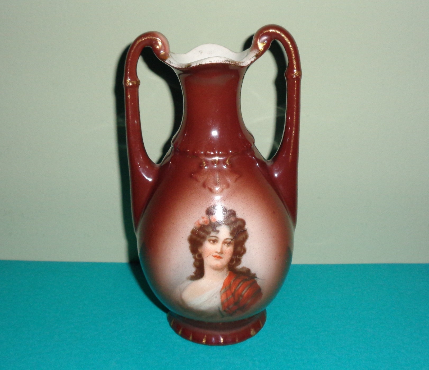 Beautiful Antique Portrait Vase Made in Austria Pretty Woman European ...