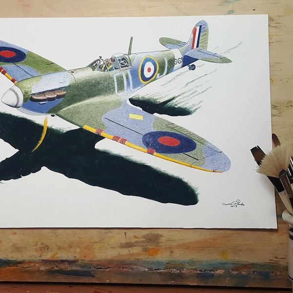 Spitfire Watercolor - Etsy