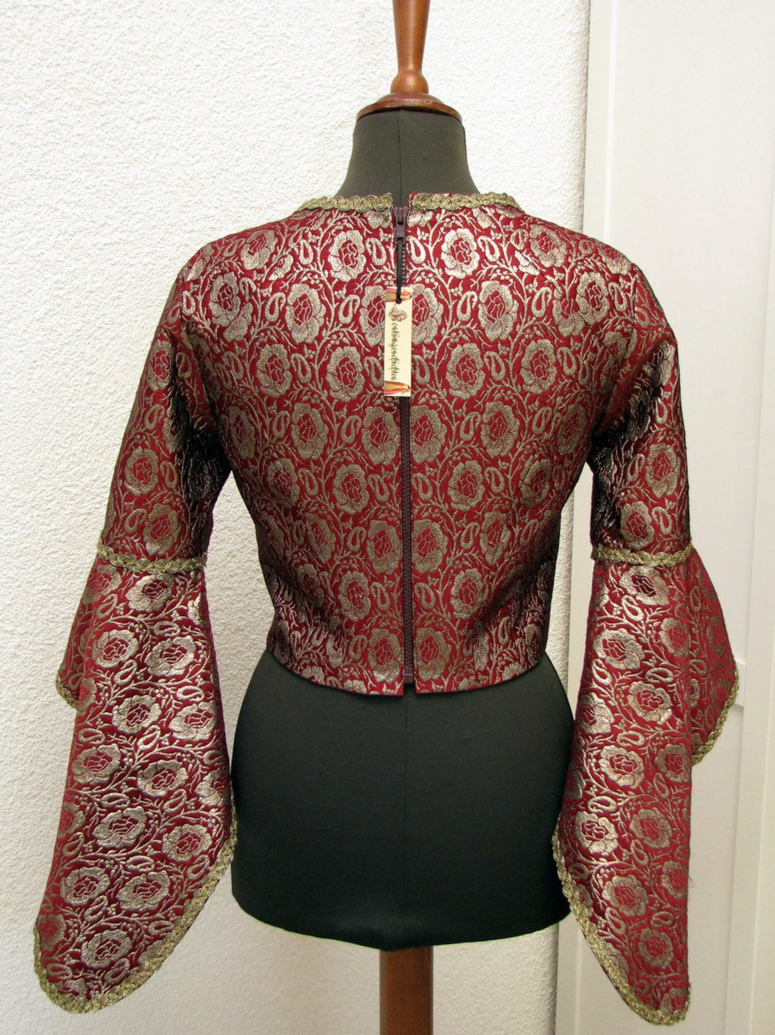 Noble Rococo Corset Dark Red With Gold Trim Baroque Corset Blouse ...
