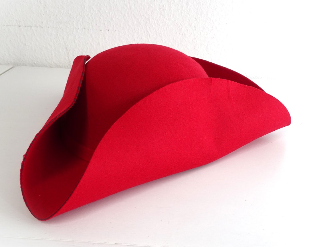 Red Tricorn Simple Pirate Hat Baroque Rococo LARP Solid Felt - Etsy