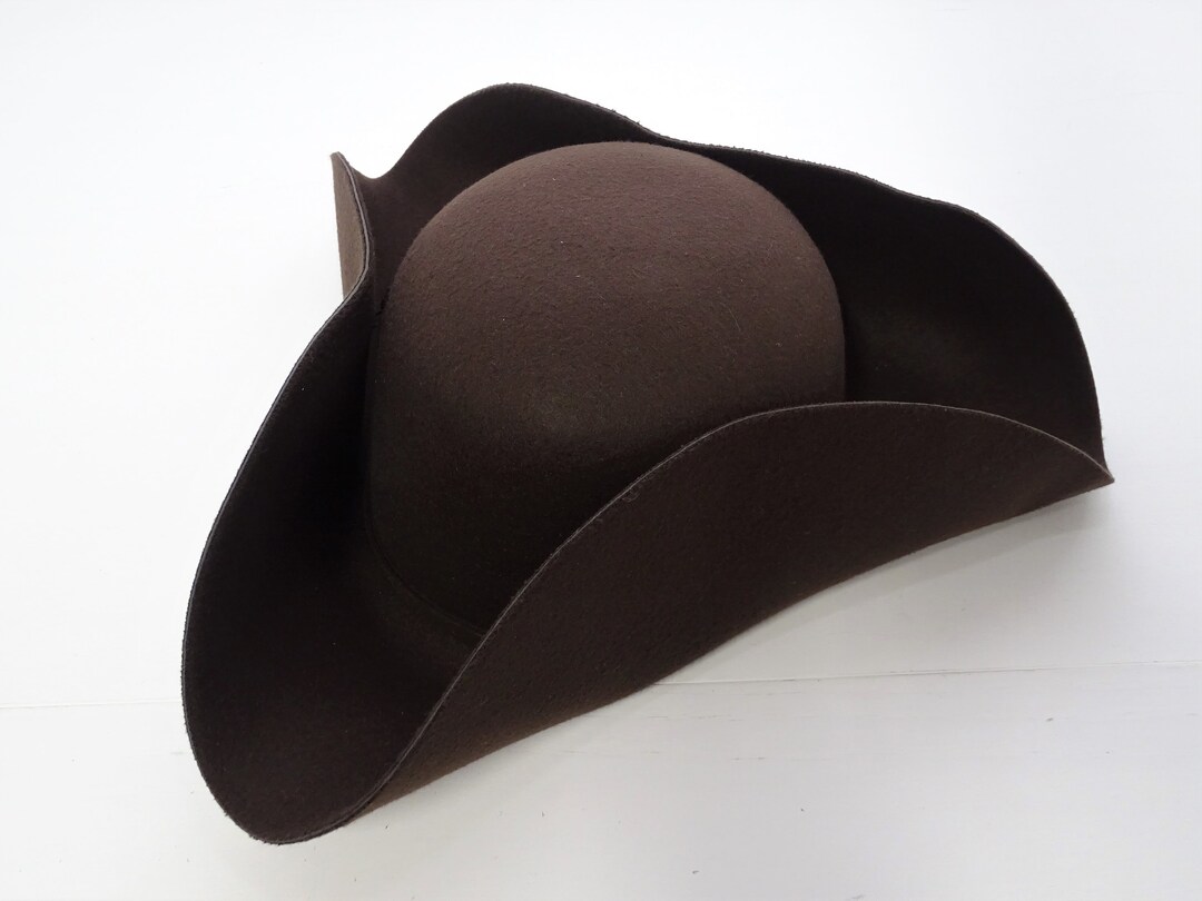Brown Tricorn Simple Pirate Hat Baroque Rococo LARP Solid Felt Hat Size ...
