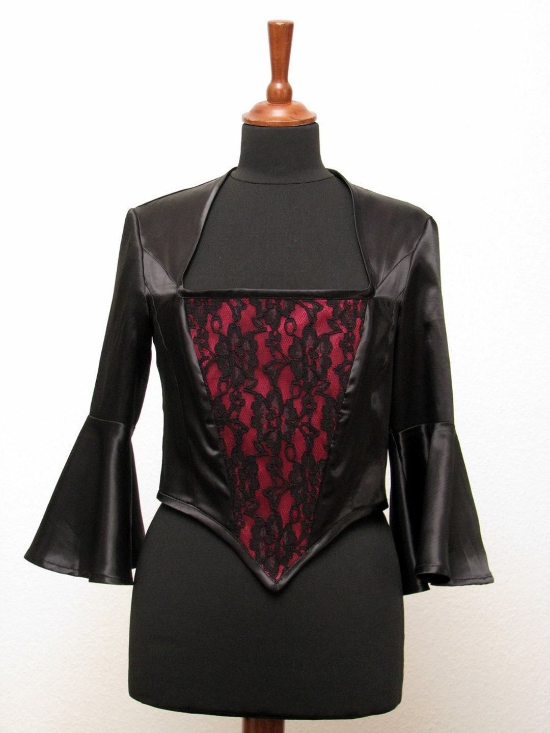 Top Satin Lace Black Burgundy Red Baroque Victorian Gothic Corset Top ...