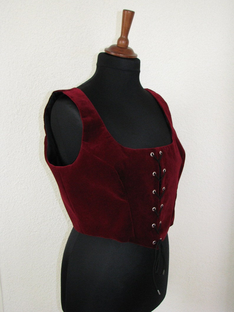 Velvet Bodice Burgundy Red Corset Top Corset Top Renaissance Middle ...