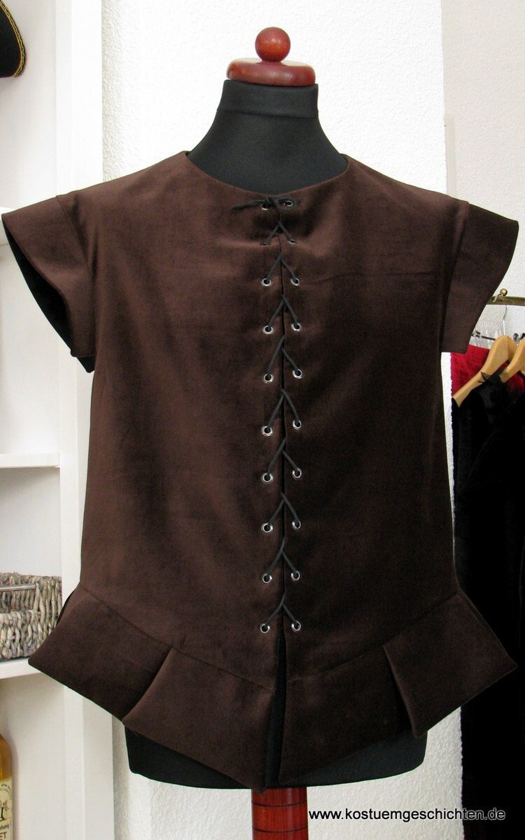Wams and Beret Brown Velvet Vest Doublet Medieval Renaissance LARP ...