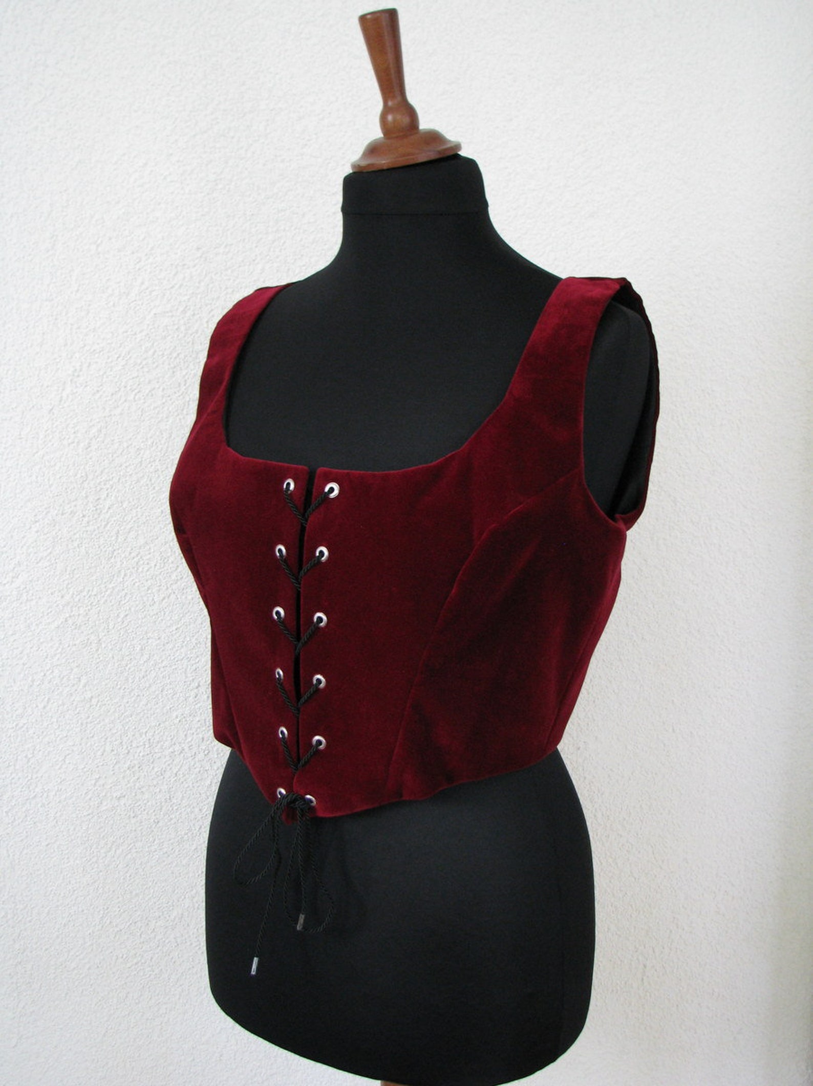 Velvet Bodice Burgundy Red Corset Top Corset Top Renaissance Middle ...